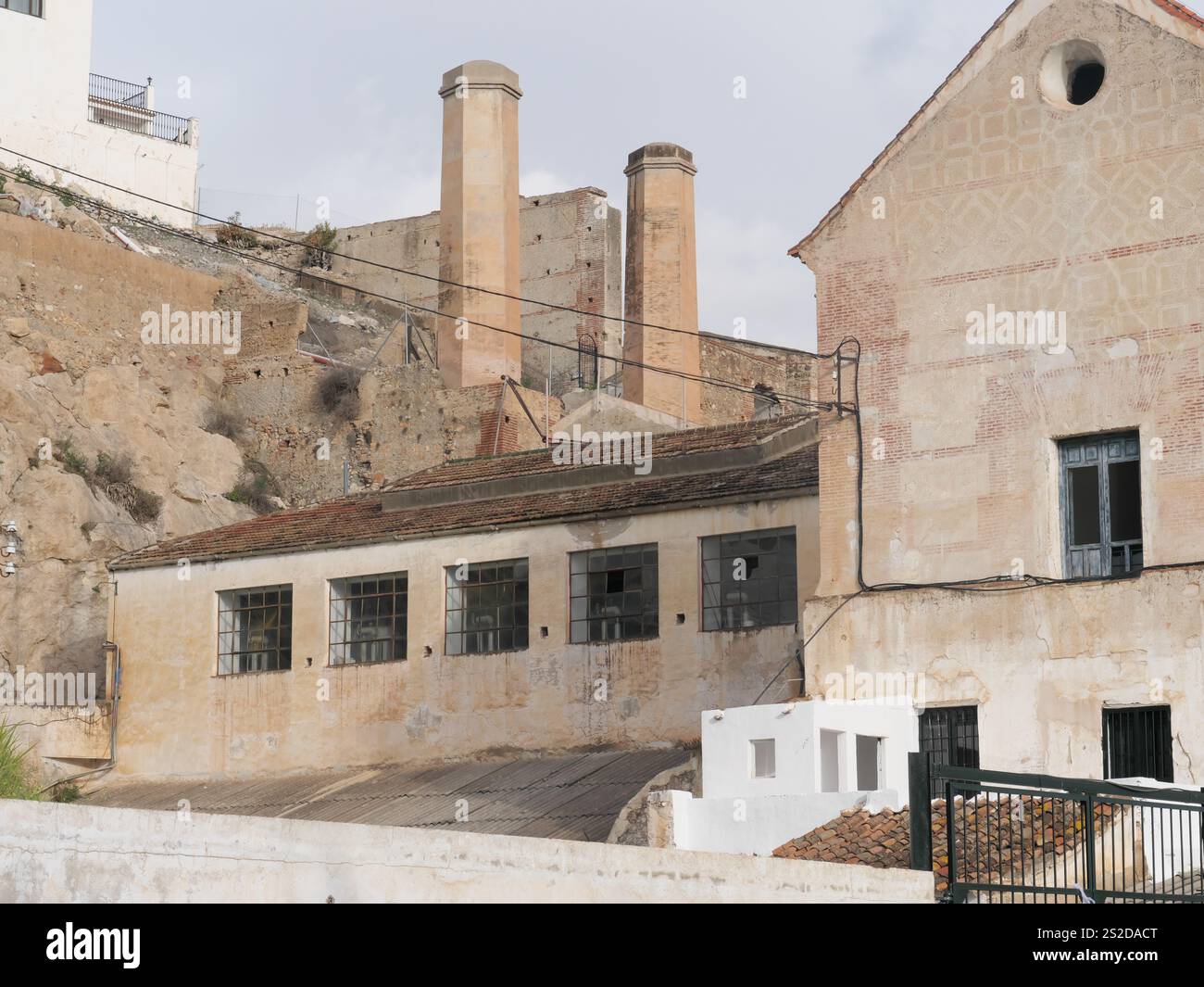View of the old sugar factory in Competa a white town in Andalusia ...