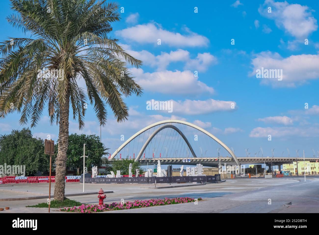 Dubai,UAE, Jan.5: Modern iconic Infinity bridge across the Creek ...