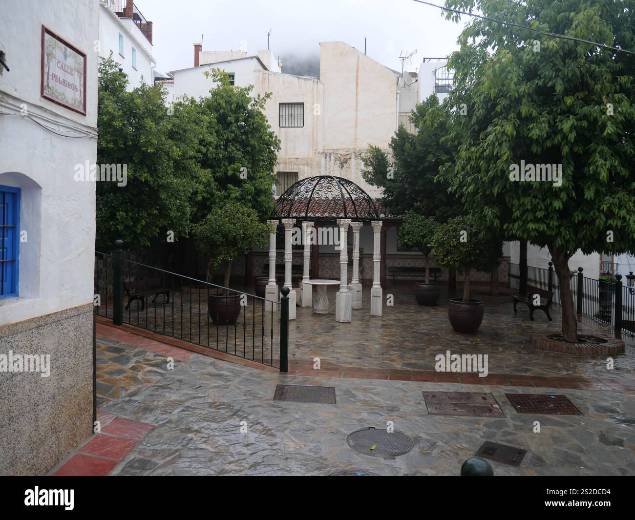 View into typical alley in Competa a white town in Andalusia Spain ...