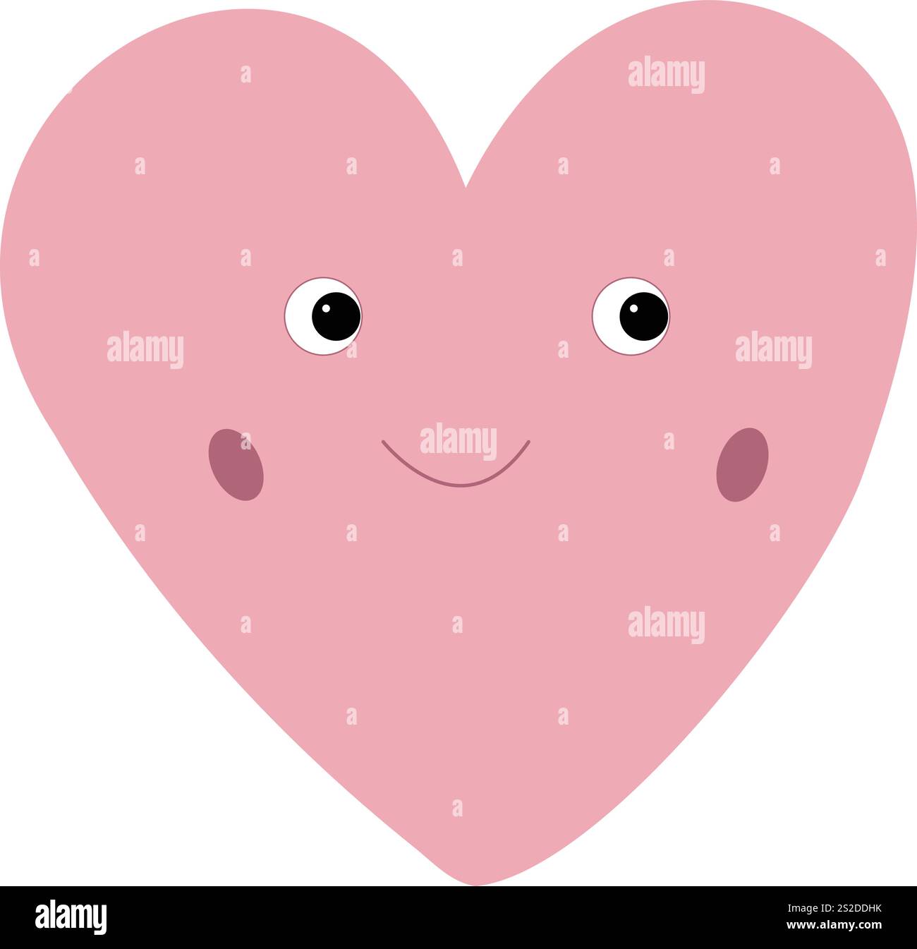 Vector pink heart icon with eyes. Cute pink heart with a face. Shapes ...