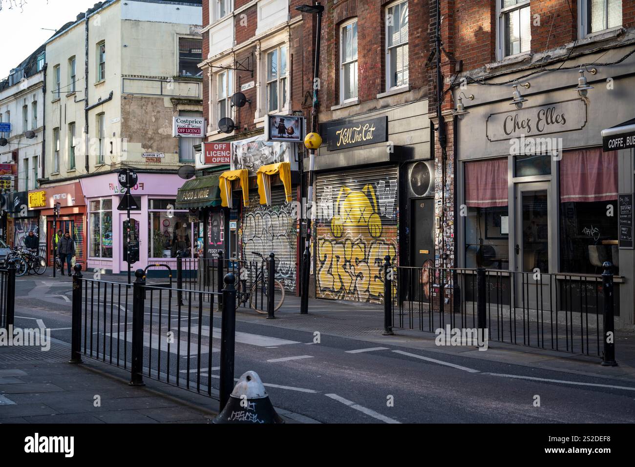 Shops in Brick Lane, a famous street in East End, London, England, UK ...