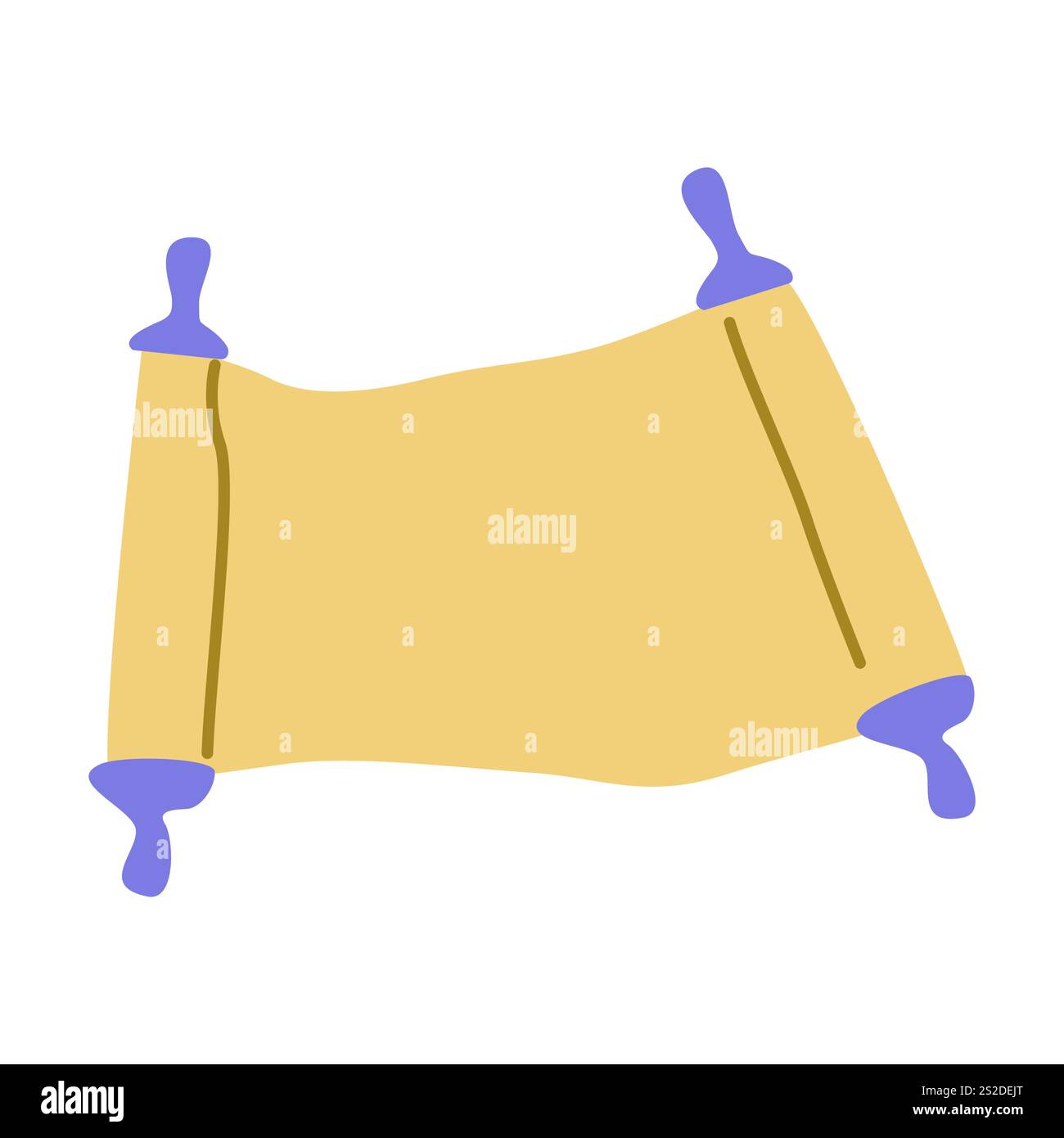 Ancient scroll with purple handles on white background Stock Vector ...
