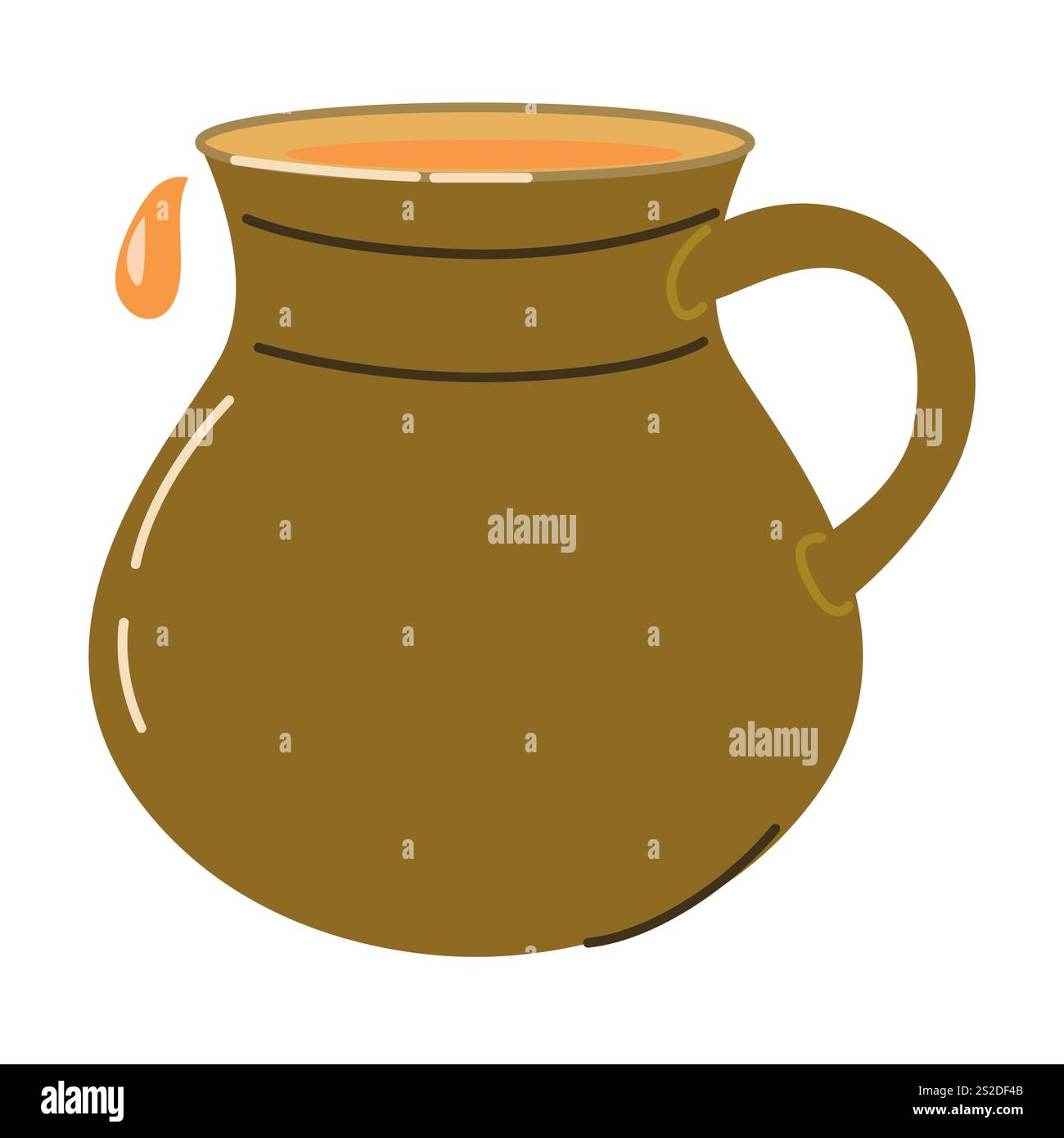 Rustic brown clay pitcher with handle and droplet Stock Vector Image ...