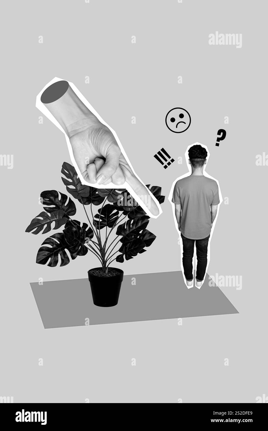 Upset contemporary art collage Black and White Stock Photos & Images ...