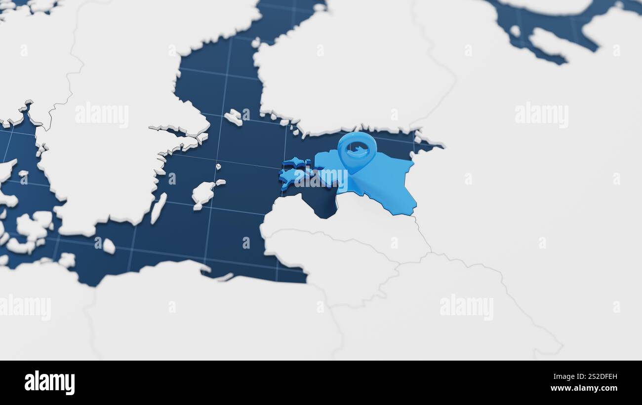Blue Estonia 3d map with pointer pin surrounded with other countries in ...