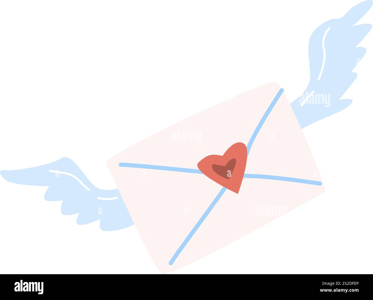 Flying love letter with heart and wings illustrates romantic ...