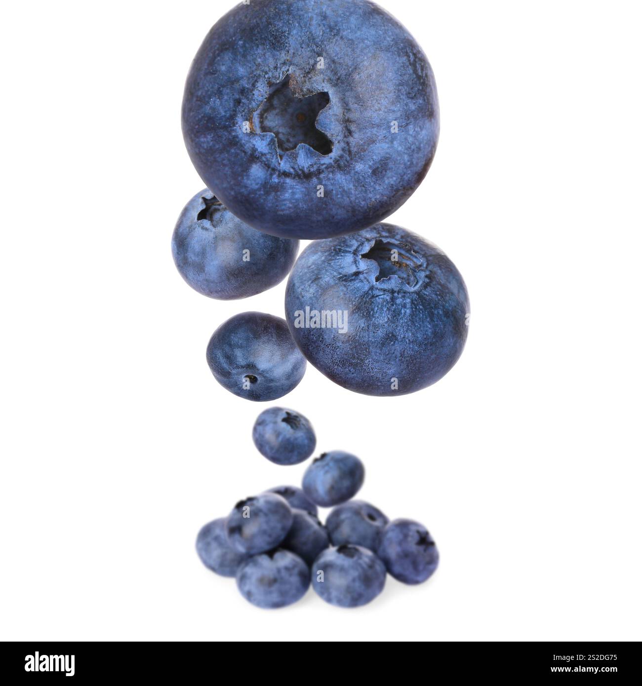 Fresh ripe blueberries falling on white background Stock Photo - Alamy