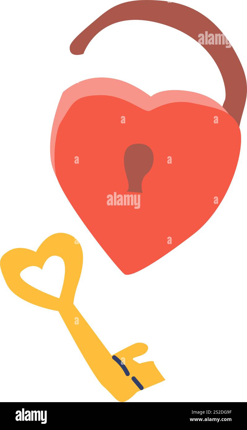 Heart shaped lock and key symbolizing love and security Stock Vector ...