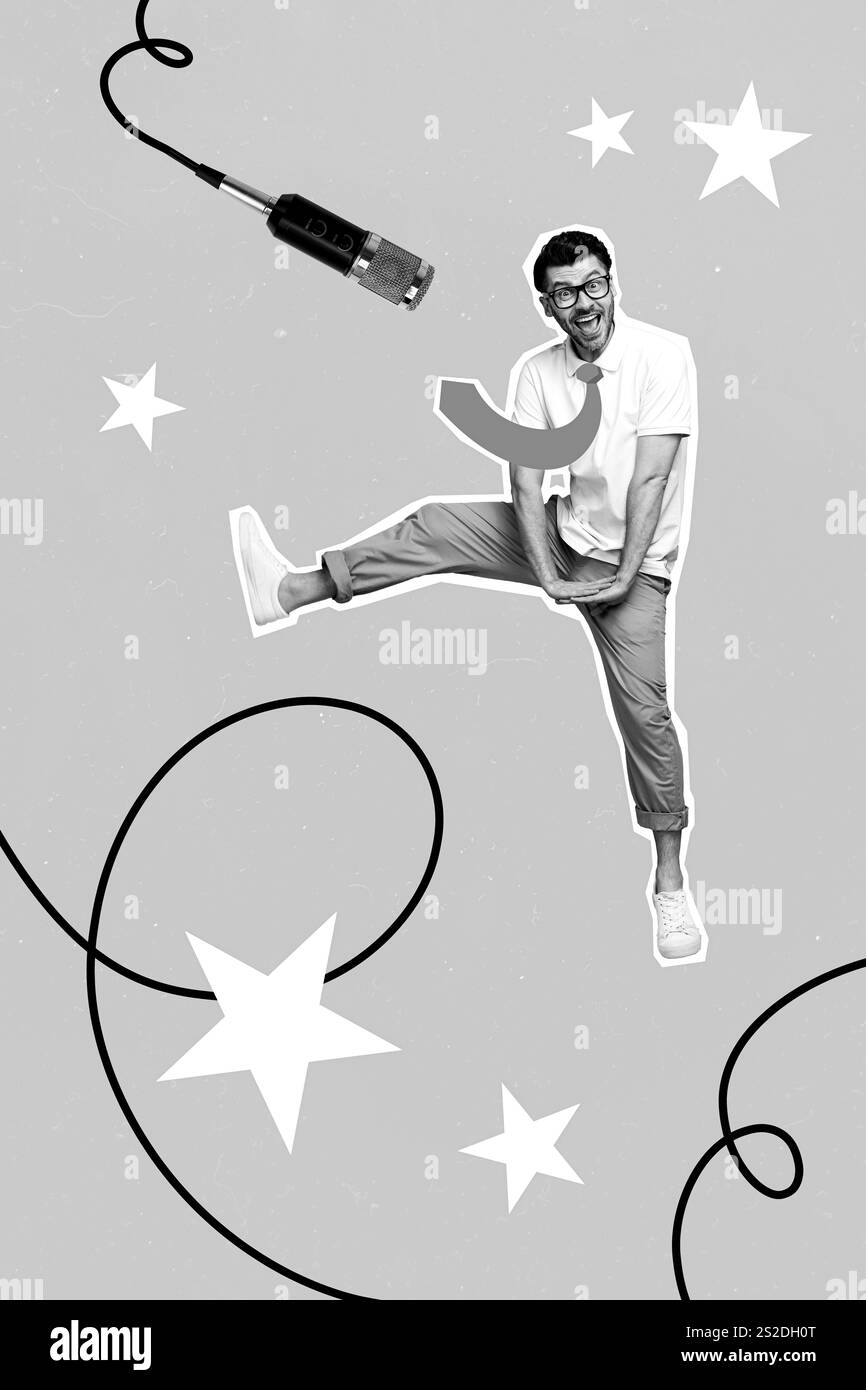 Collage picture funny man Black and White Stock Photos & Images - Alamy