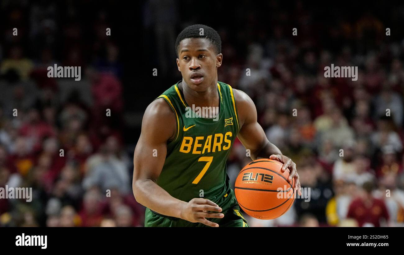 Baylor guard VJ Edgecombe drives up court during the first half of an ...