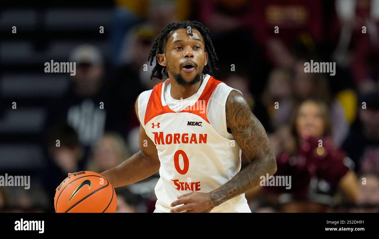 Morgan State guard Kameron Hobbs drives up court during the second half ...
