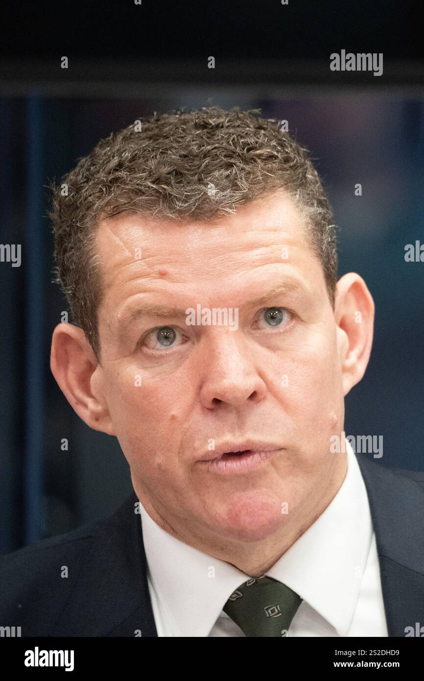 Plaid Cymru leader Rhun ap Iorwerth speaks during a press conference at ...