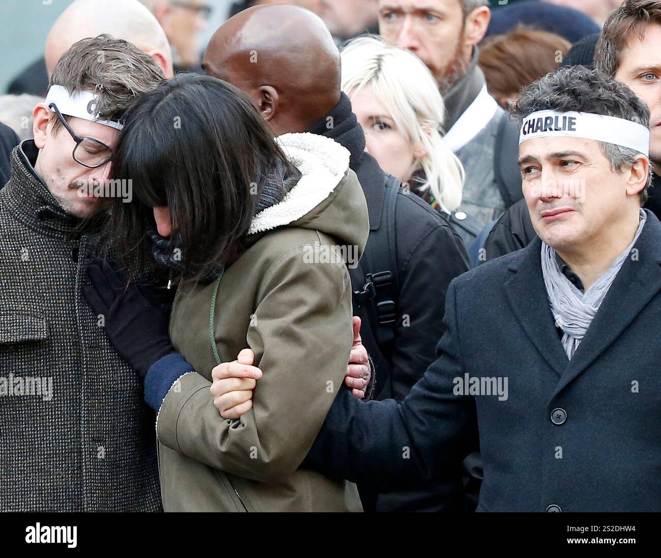 FILE - Charlie Hebdo newspaper staff, with editorialist Patrick Pelloux ...