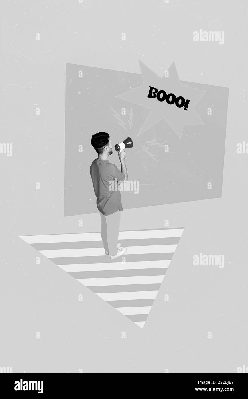 Composite collage photo template of young angry businessman boss ...