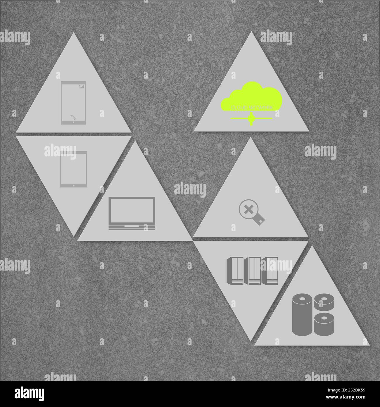 cloud networking on triangle 3d icon tile as concept Stock Photo - Alamy