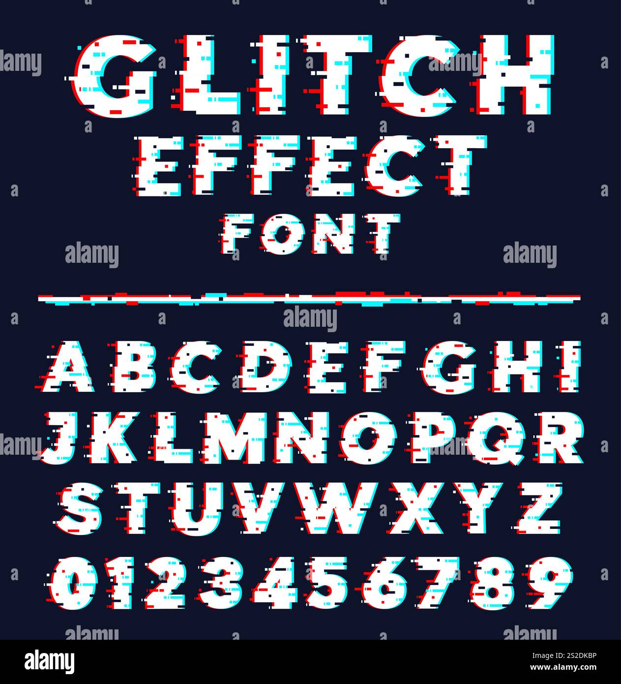 Glitch effect font. Trendy modern style letters and numbers. Visual ...