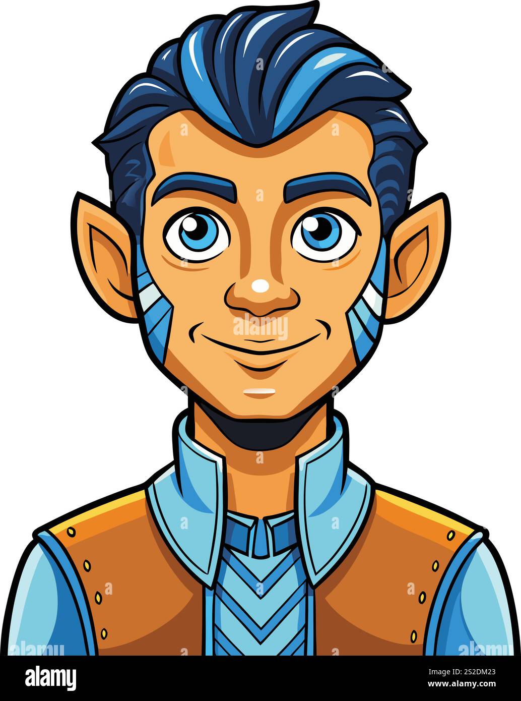 Stylized avatar of a young man with bright colors and fantasy inspired ...