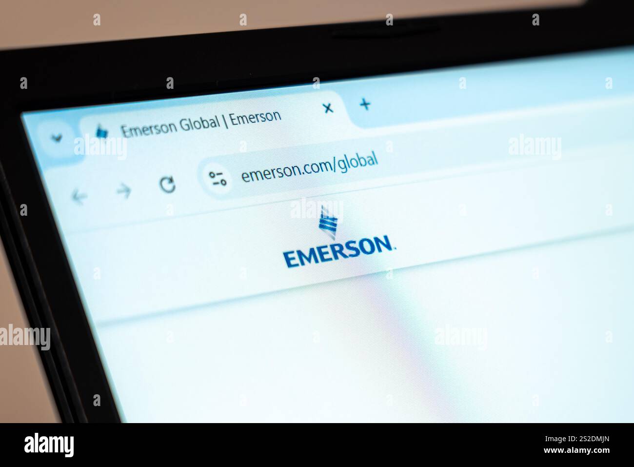 New York, USA - January 07, 2025: Emerson website homepage highlighting ...