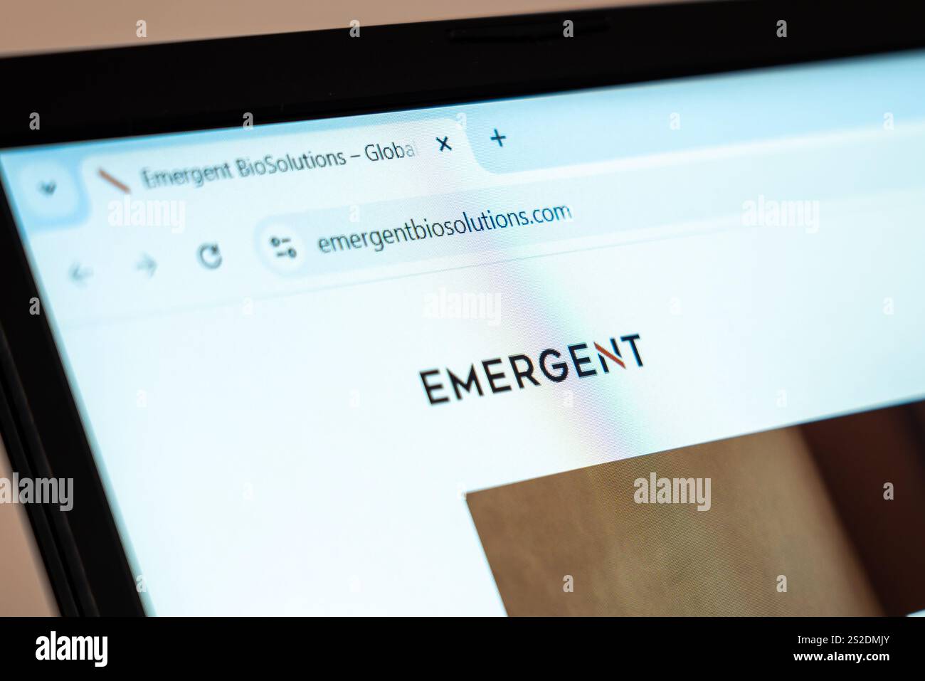 New York, USA - January 07, 2025: Emergent BioSolutions website ...