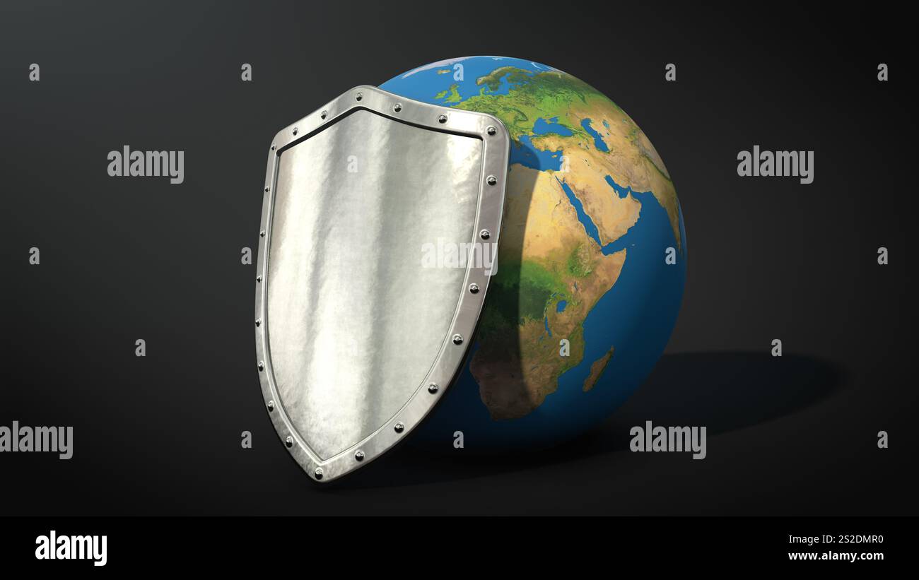 Globe earth shield planet hi-res stock photography and images - Alamy