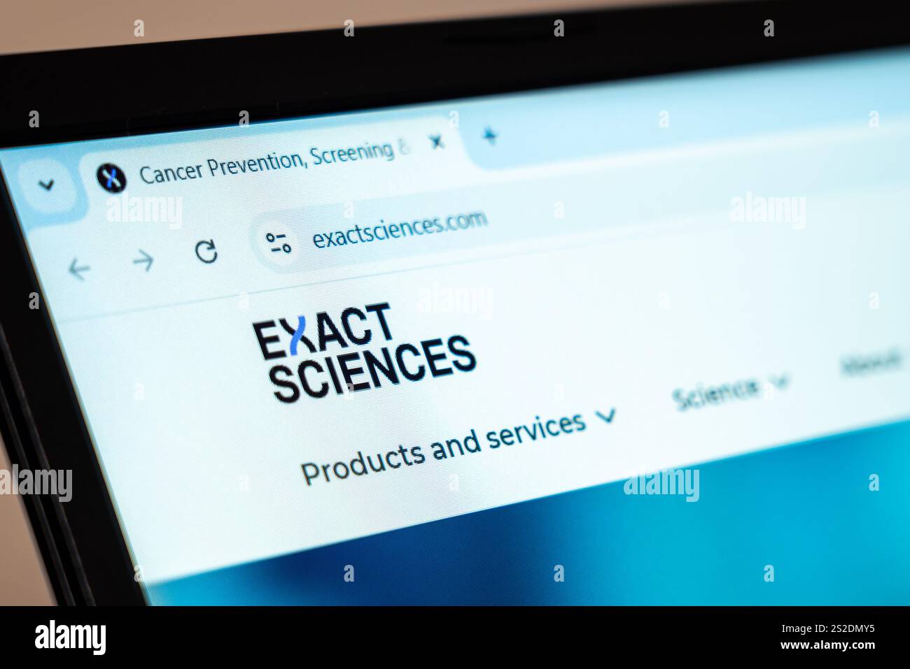 New York, USA - January 07, 2025: Exact Sciences website displayed on ...