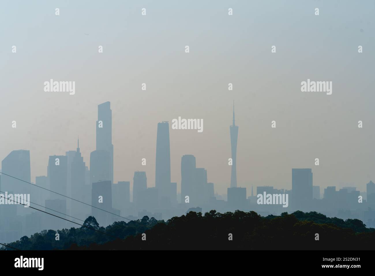 city buildings in the fog from high view Stock Photo - Alamy