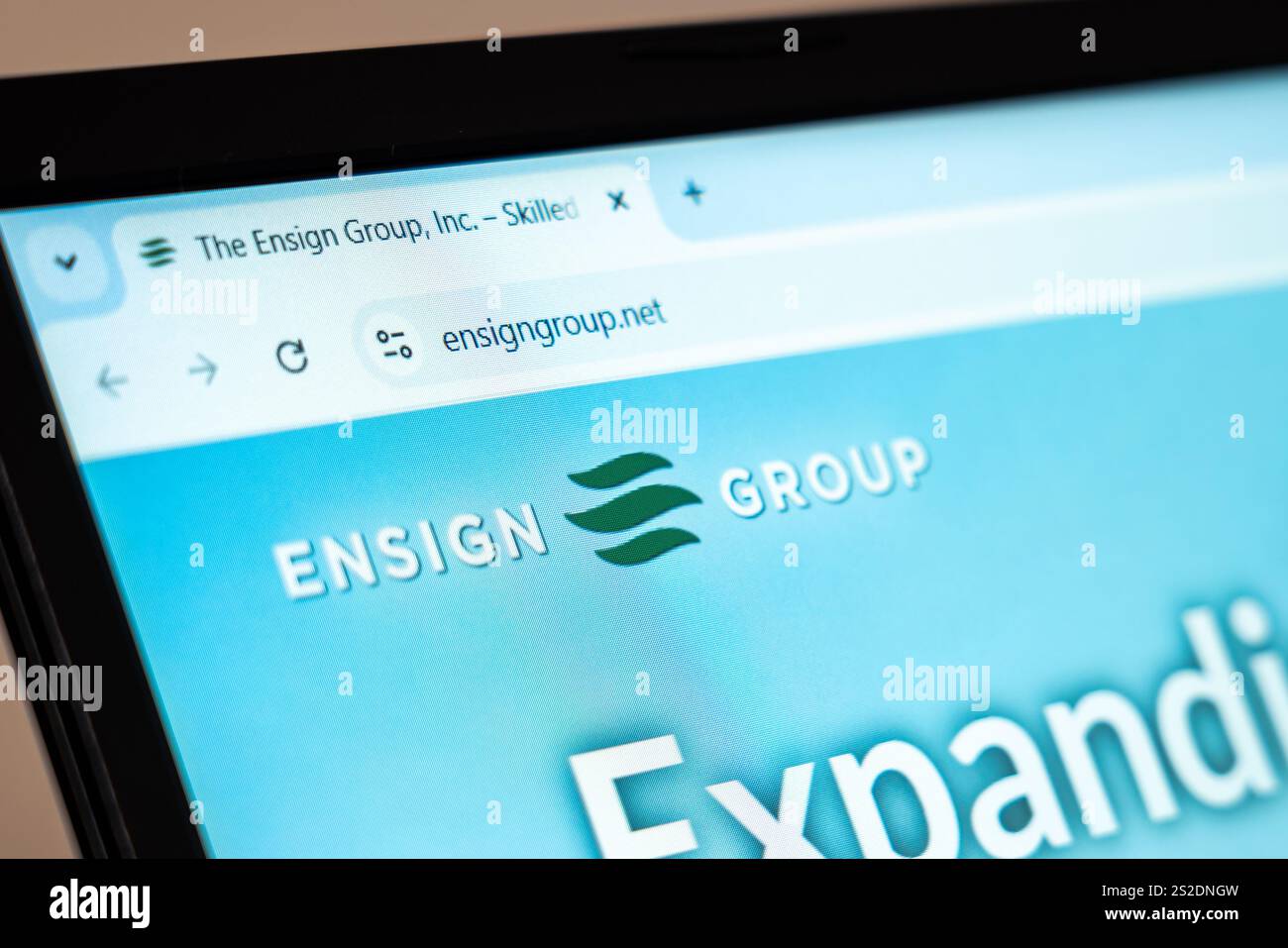 New York, USA - January 07, 2025: Ensign Group website displayed on computer screen showcasing ...