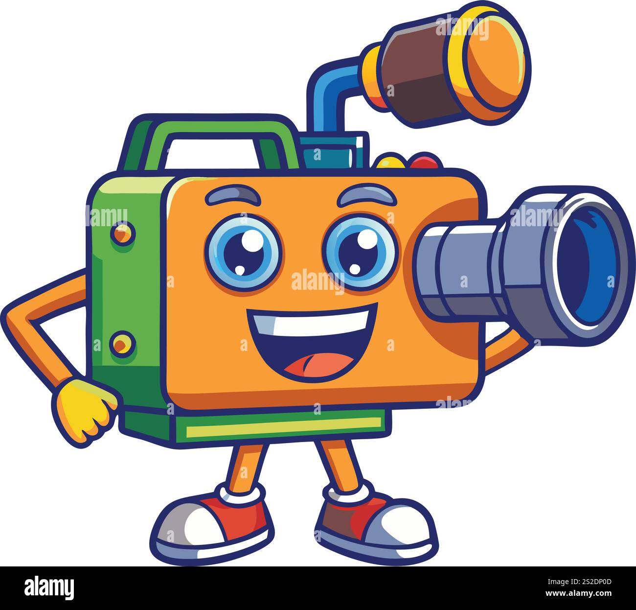 Creative and lively camcorder illustration with a smiling character ...