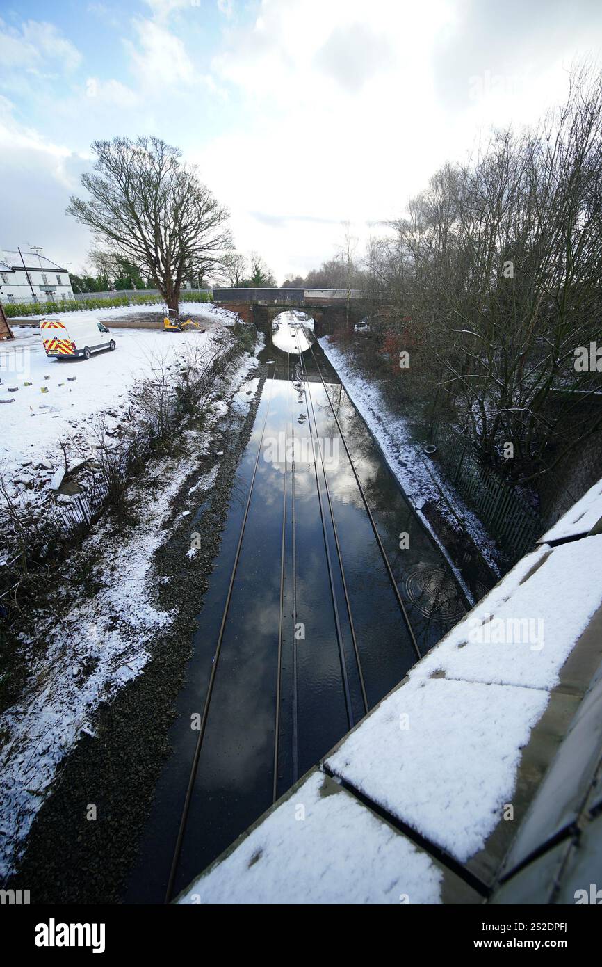 Flooding between Capenhurst railway station and Hooton railway station ...