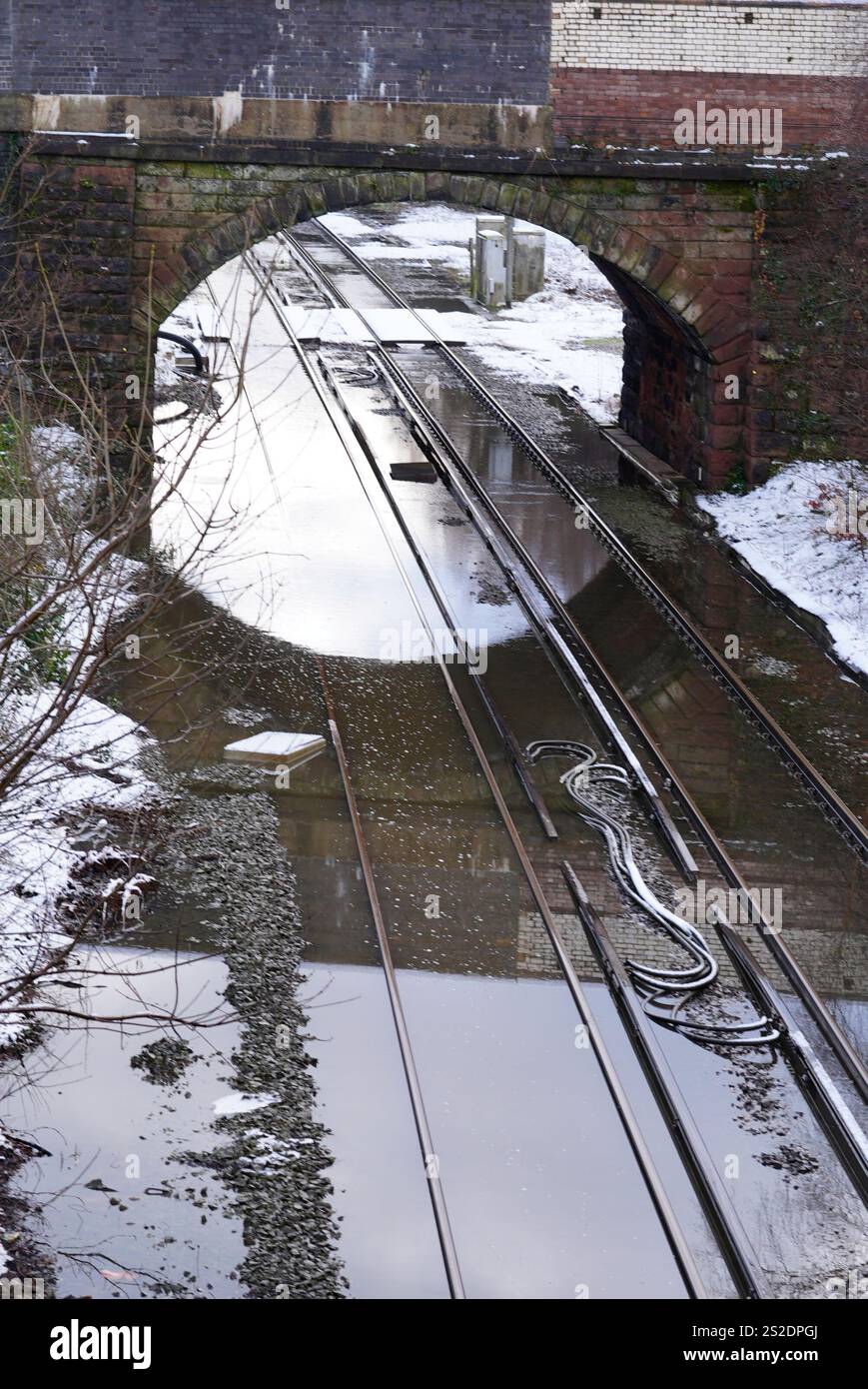 Flooding between Capenhurst railway station and Hooton railway station ...