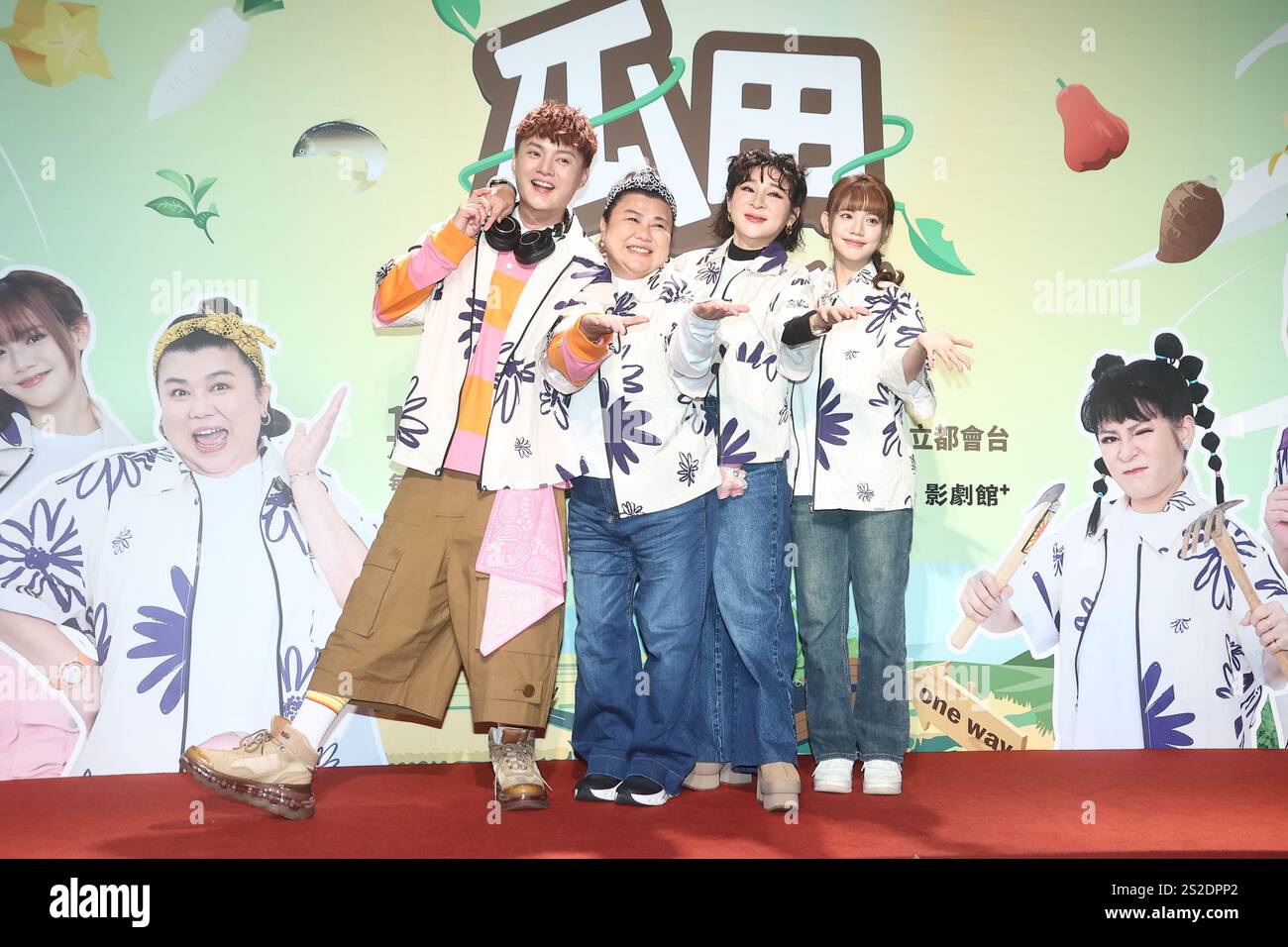 TAIPEI, CHINA - JANUARY 7, 2025 - Taiwanese actress Mei hsiu Lin and Lotus Wang and Henry Hsu ...