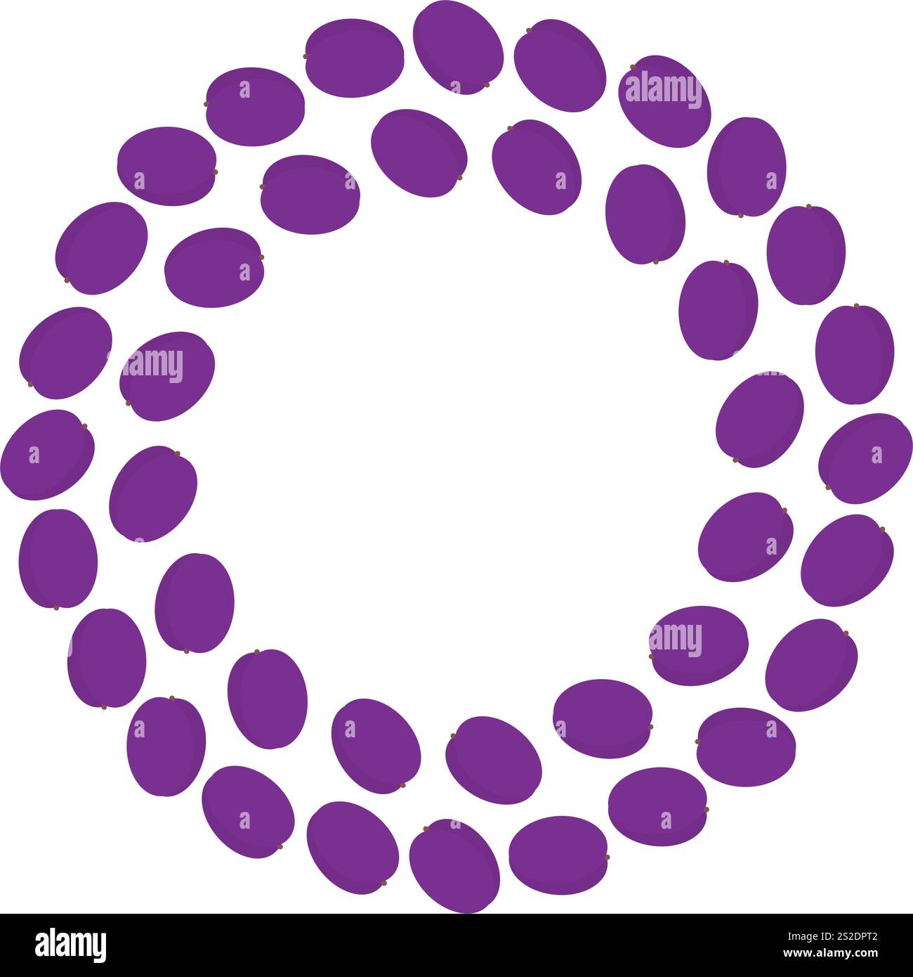 Stylized Plums Circular frame border in trendy purple. Summer Round ...