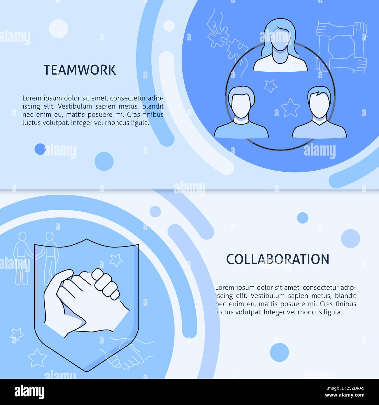 Teamwork and collaboration banner template with place for text. Vector ...