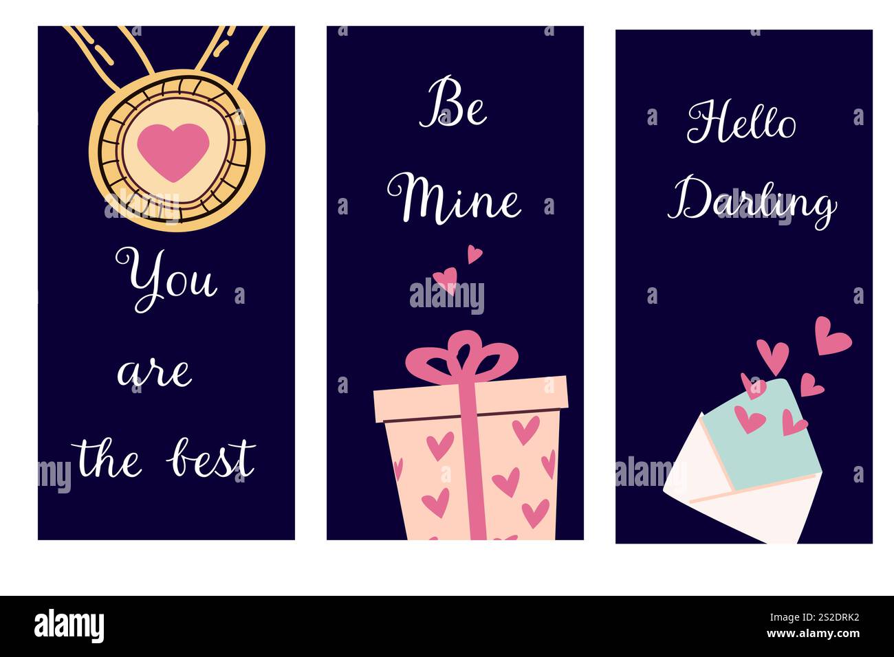 Romantic greeting cards with love medals, gifts, and heartfelt messages ...