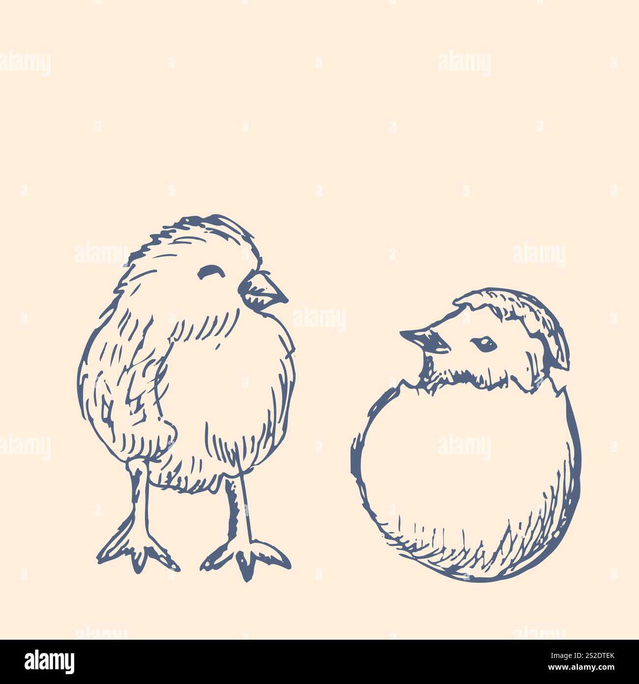 Happy easter graphic ink elements. Hand drawn outline sketch of egg and ...