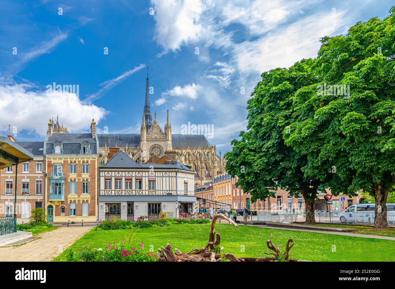 Amiens cityscape of old historical city centre with traditional houses ...