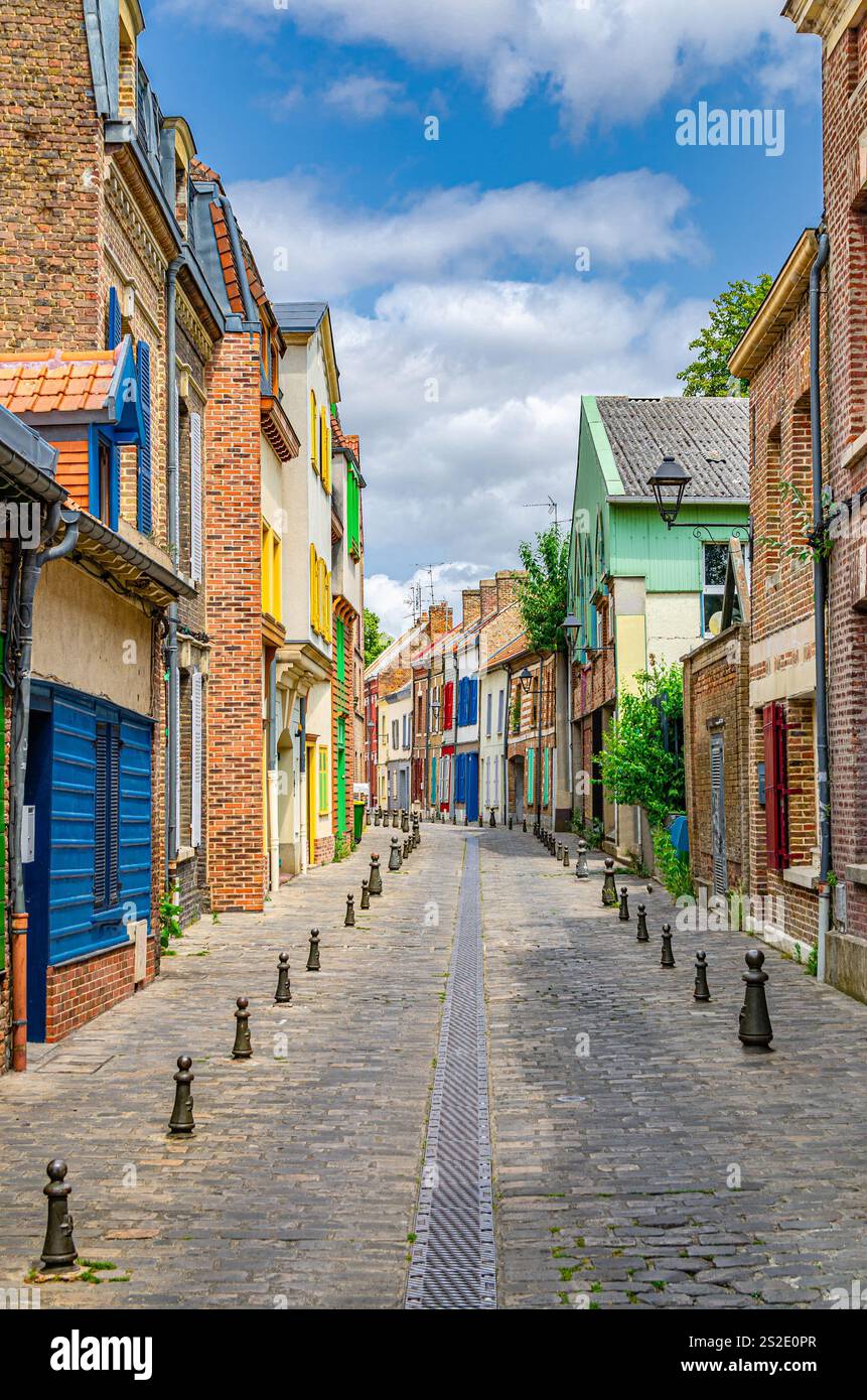 Amiens historical city centre Saint-Leu quarter with narrow street ...