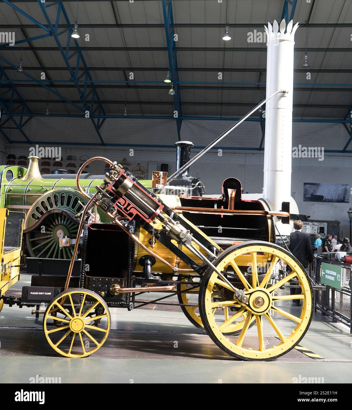 A 1935 replica of George Stephenson's 'Rocket' in the Great Hall of the ...