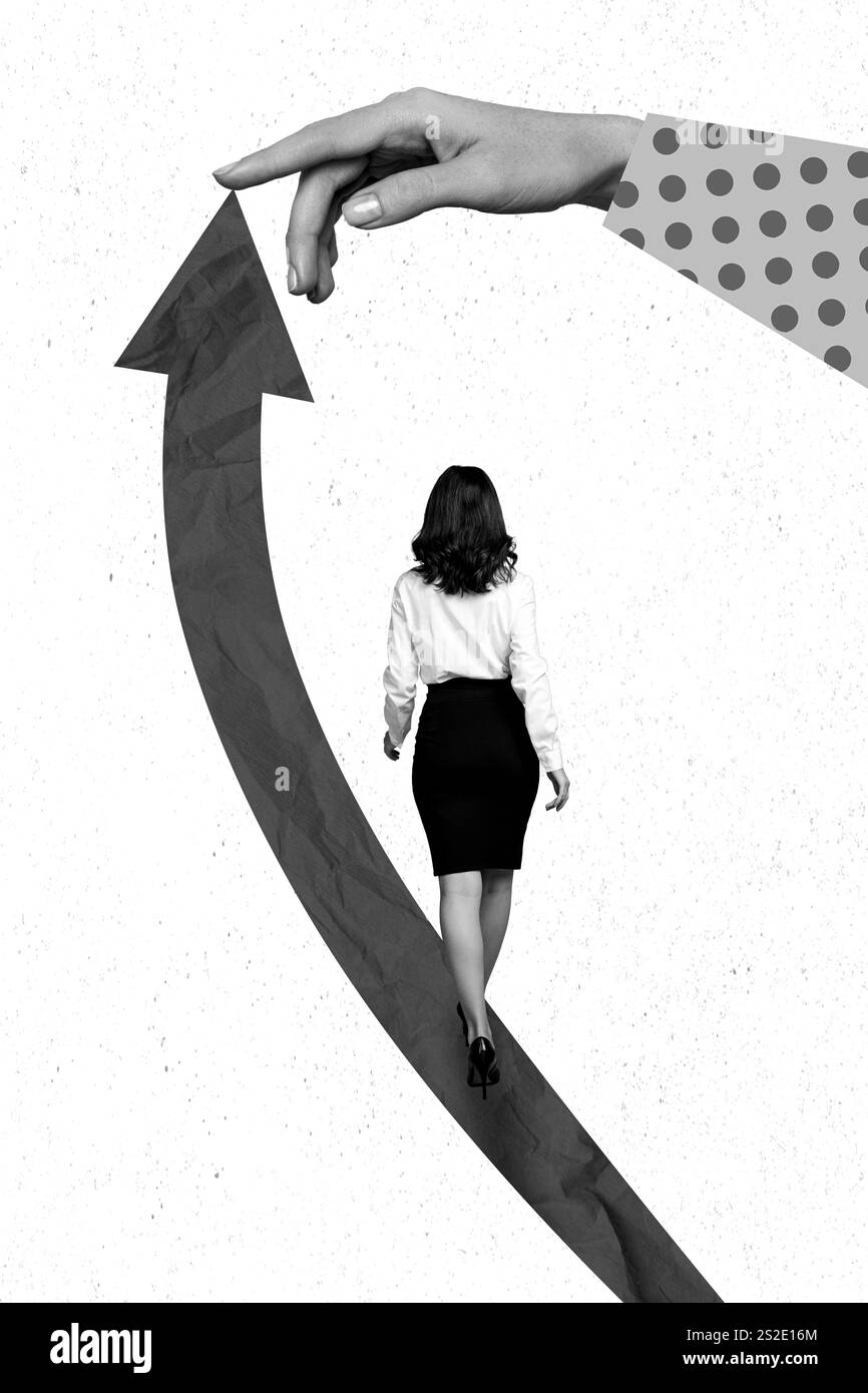 Creative photo 3d collage artwork poster of successful woman person go ...