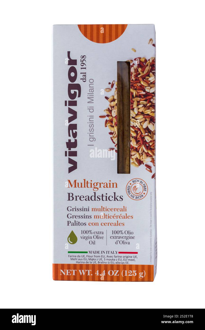 Vitavigor Multigrain breadsticks also known as grissini isolated on ...