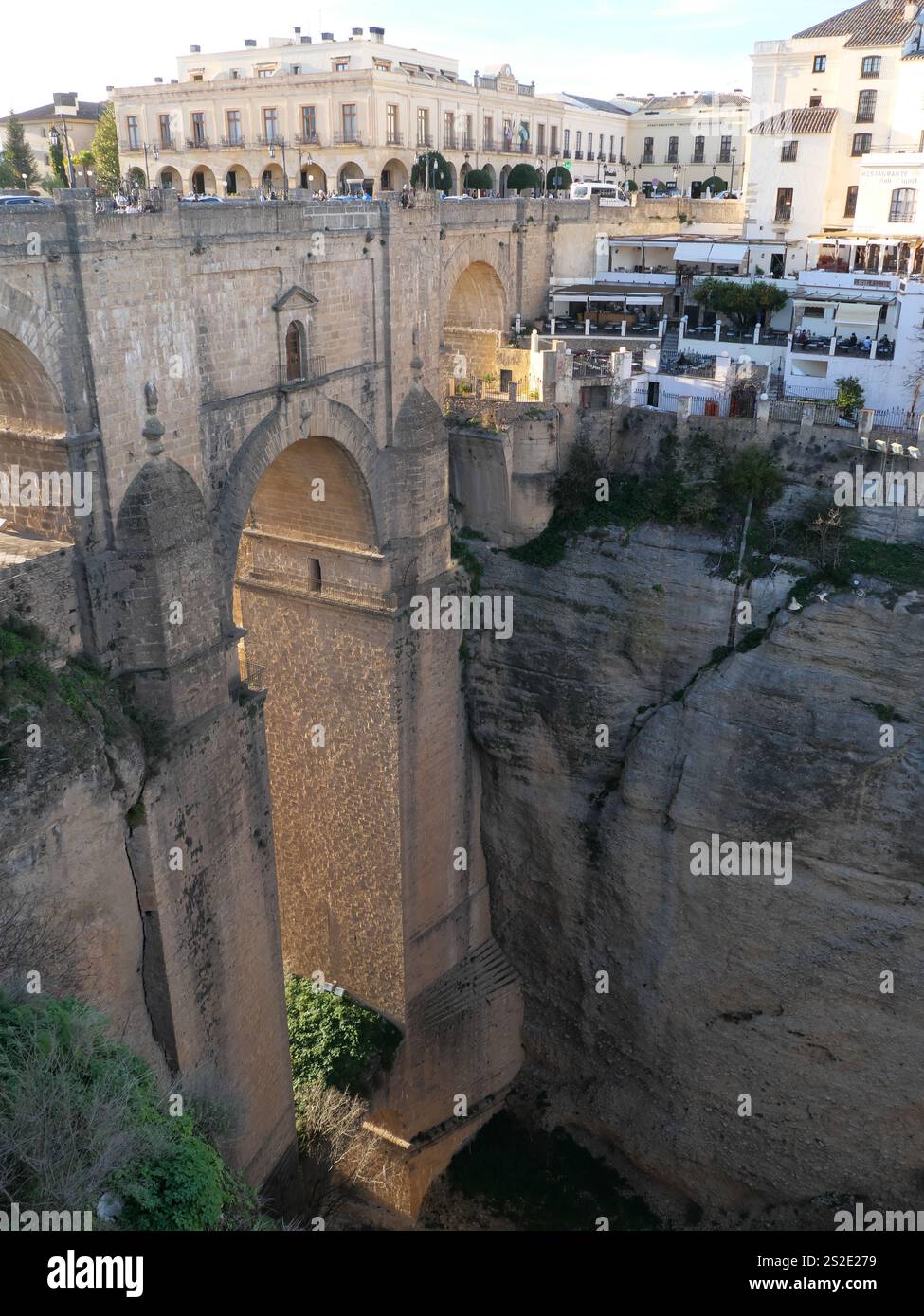 View of the historic Puente Nuevo Centro de Interpretación in Ronda ...