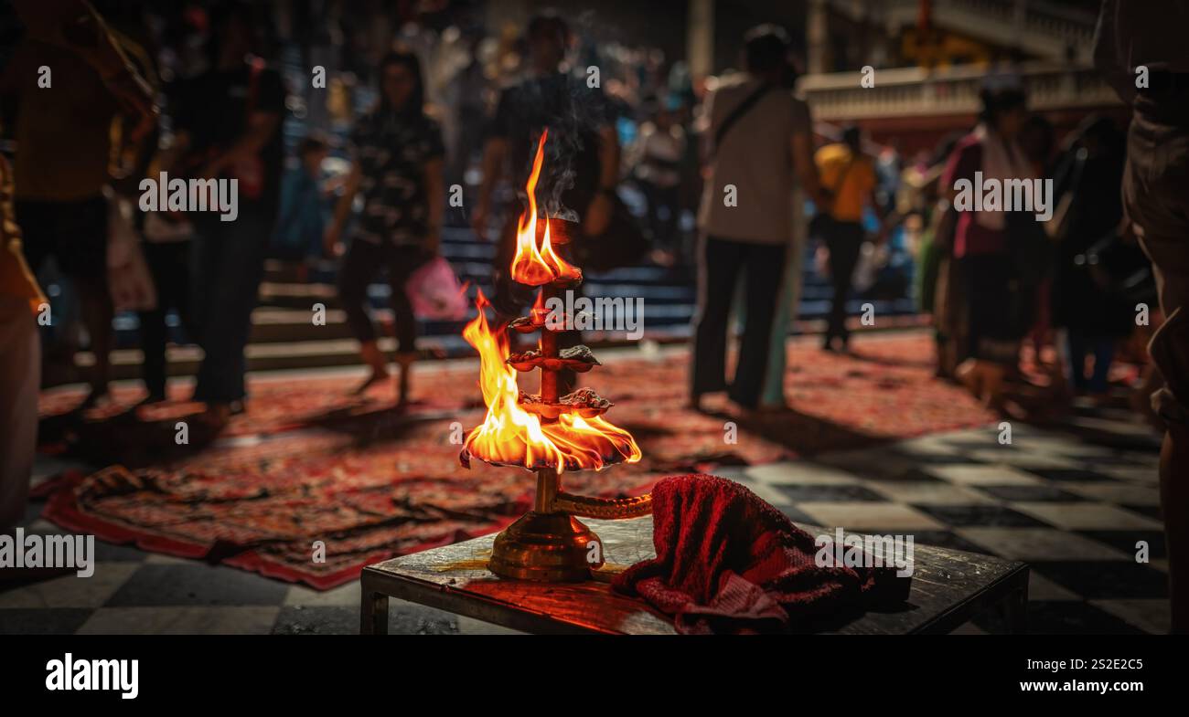 Ganga aarti rituals performed by Hindu priests in Haridwar Stock Photo ...