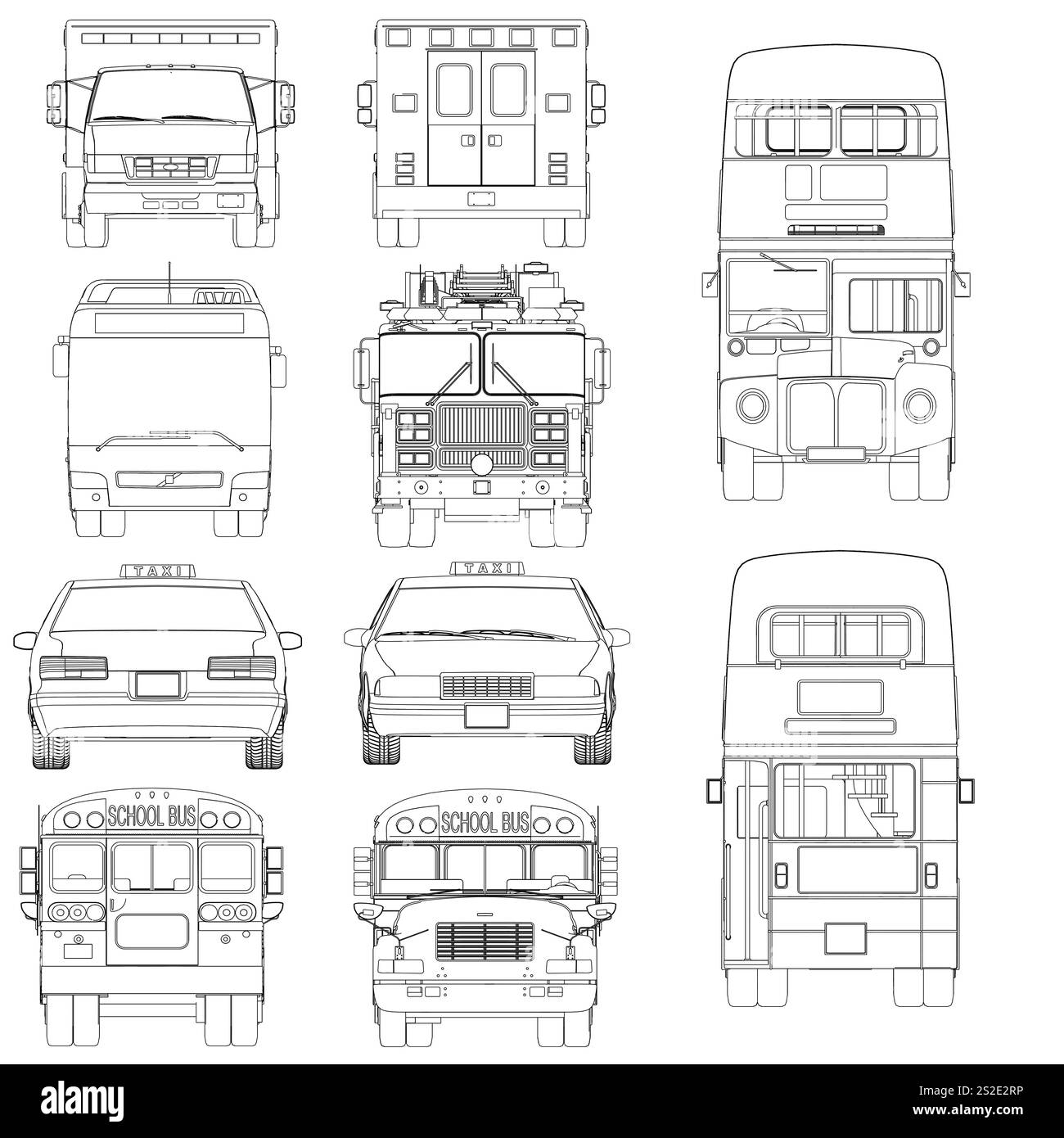The image is a series of drawings of different types of vehicles ...