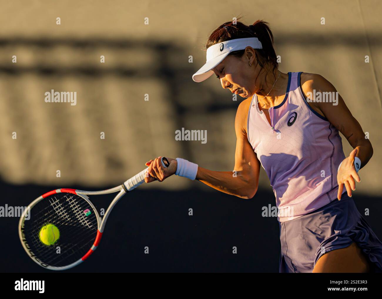Melbourne, Australia. 7th Jan, 2025. Gao Xinyu hits a return during the ...