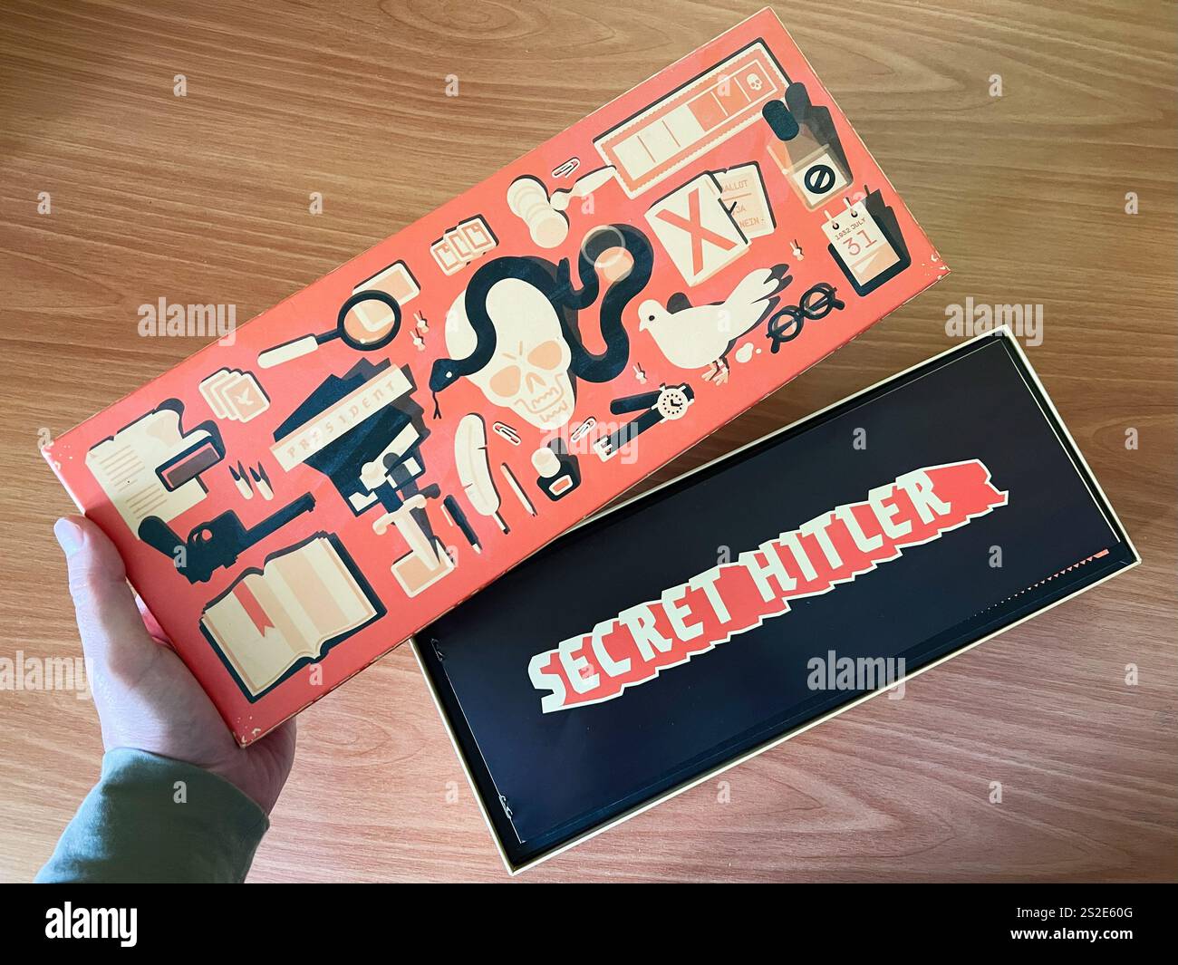 Kyiv, Ukraine - January 07, 2025: An opened Secret Hitler board game ...