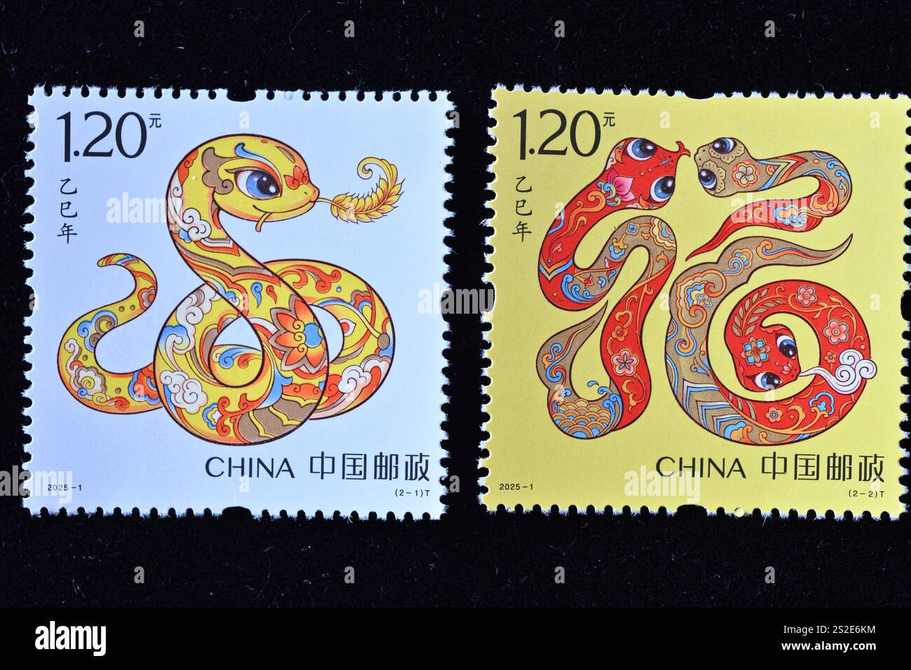 CHINA - CIRCA 2025: A stamps printed in China shows 2025-1 Yi Si Year ...
