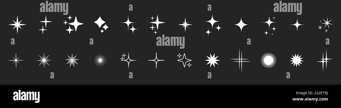 Retro star of different shapes flash silhouette set, Collection of ...