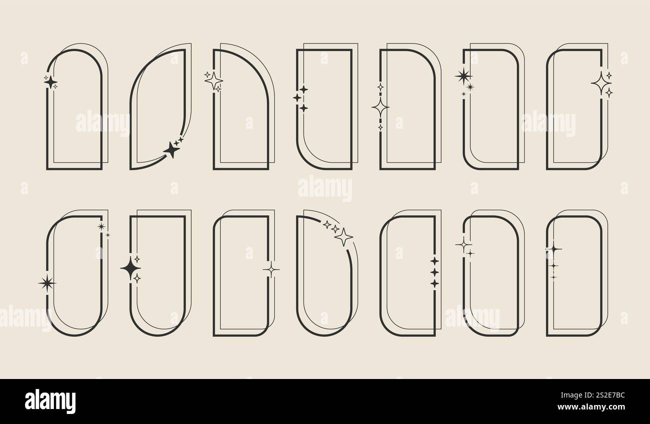 Decorative aesthetic arches with shining particles minimalist design ...