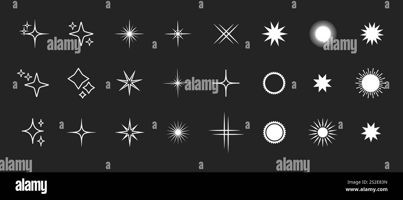 Retro star of different shapes flash silhouette set, Collection of ...
