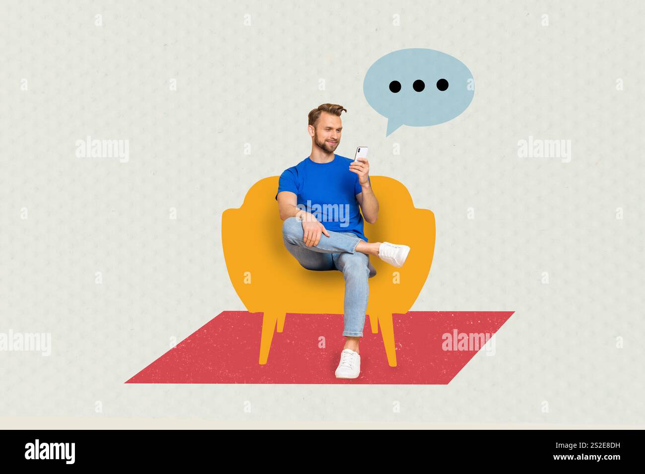 Trend artwork template design 3D collage sketch of app conversation ...